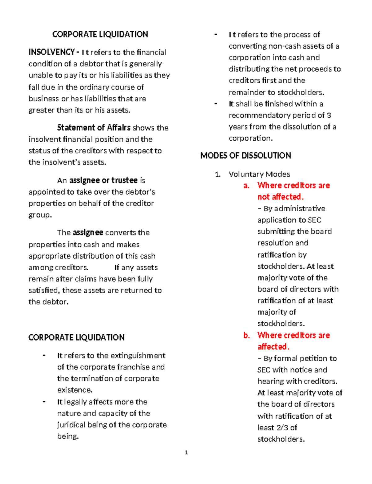 Corporate Liquidation Corporate Liquidation Insolvency I T Refers
