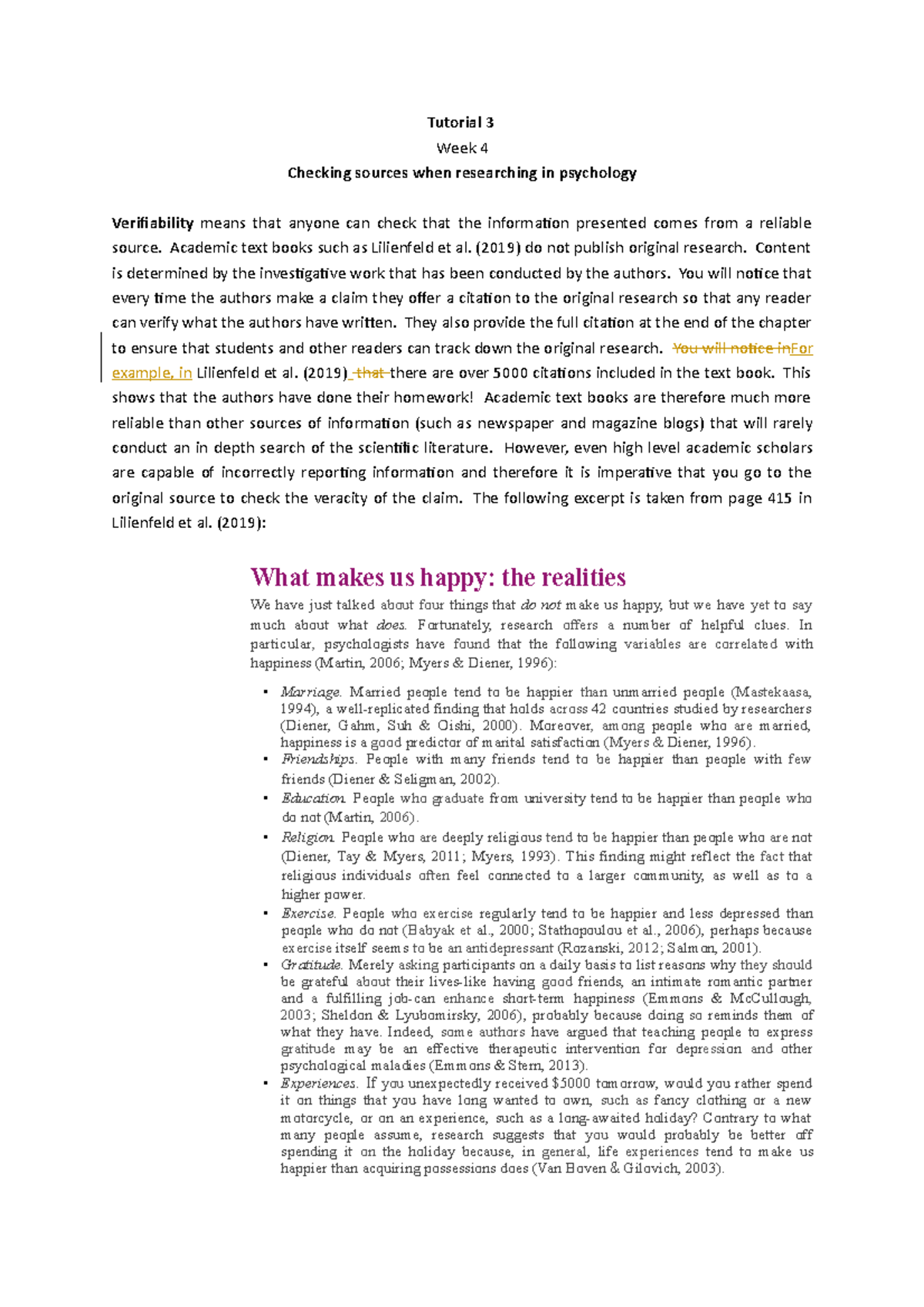Week 4 Tutorial Handout Tutorial 3 Week 4 Checking Sources When Researching In Psychology