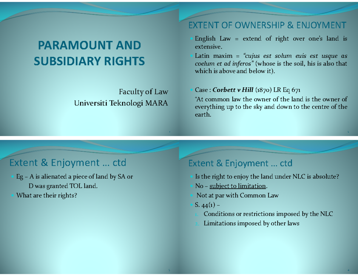 Week 5 (paramount & subs right) - PARAMOUNT AND SUBSIDIARY RIGHTS ...