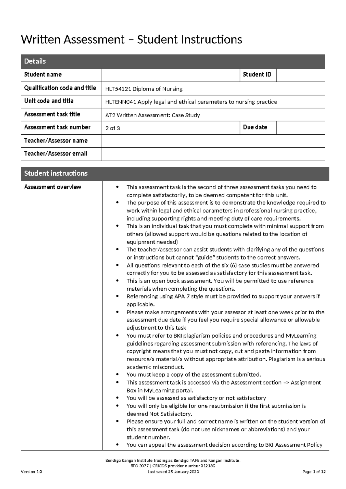 Hltenn 041 AT2 Written Assessment Student v2 - Written Assessment ...