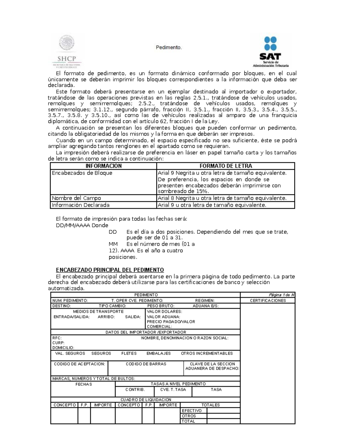 Formato-Pedimento-Aduanal - El formato de pedimento, es un formato ...