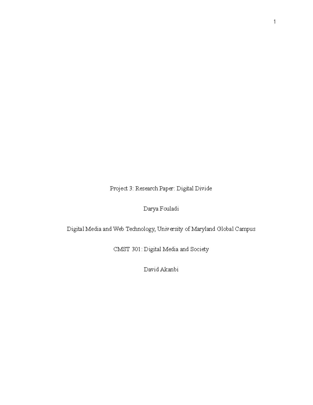 CMST Project 3 Research Paper - Project 3: Research Paper: Digital ...
