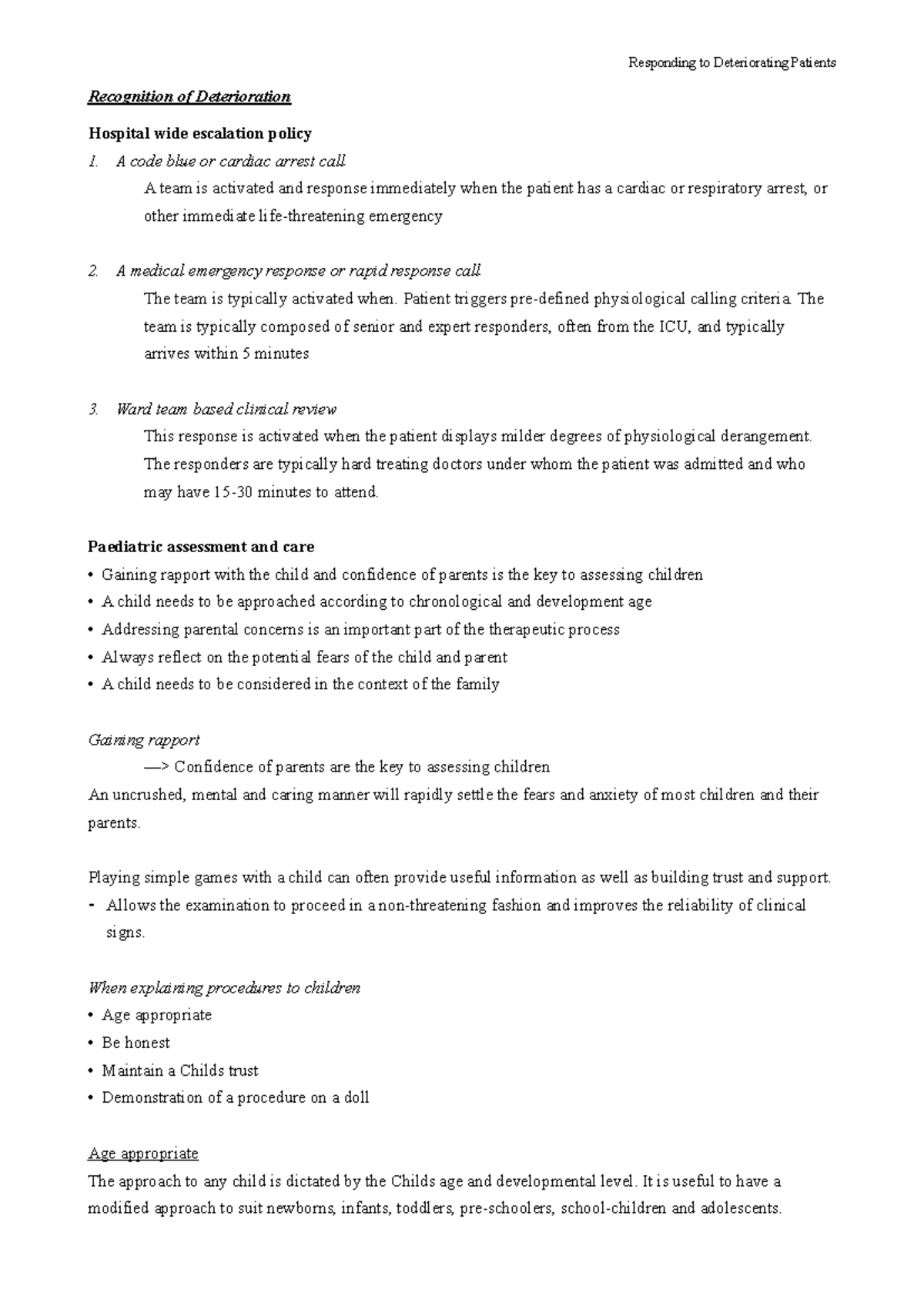 Week One - Introduction - Responding to Deteriorating Patients ...