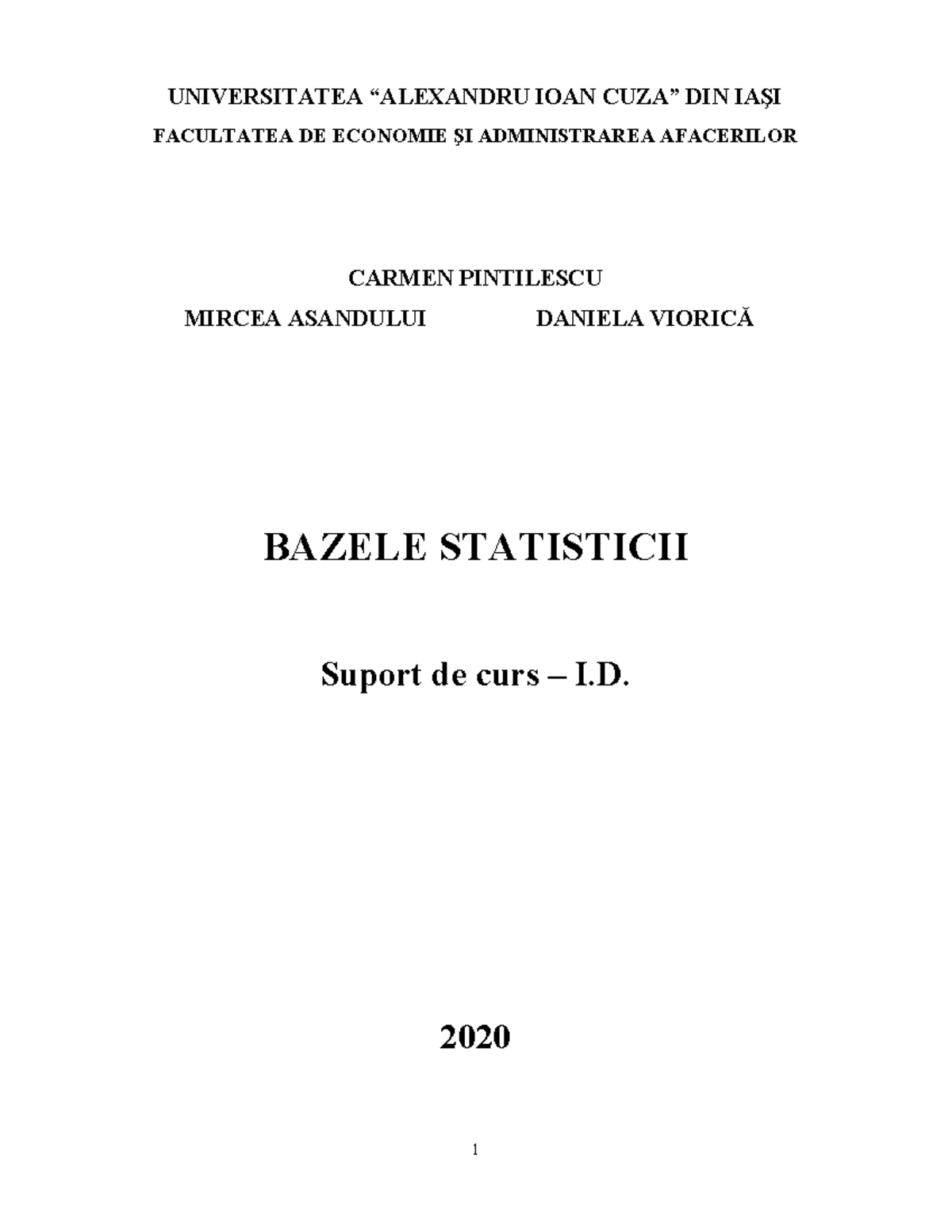 Bazele Statisticii Short - UNIVERSITATEA “ALEXANDRU IOAN CUZA” DIN IAŞI ...