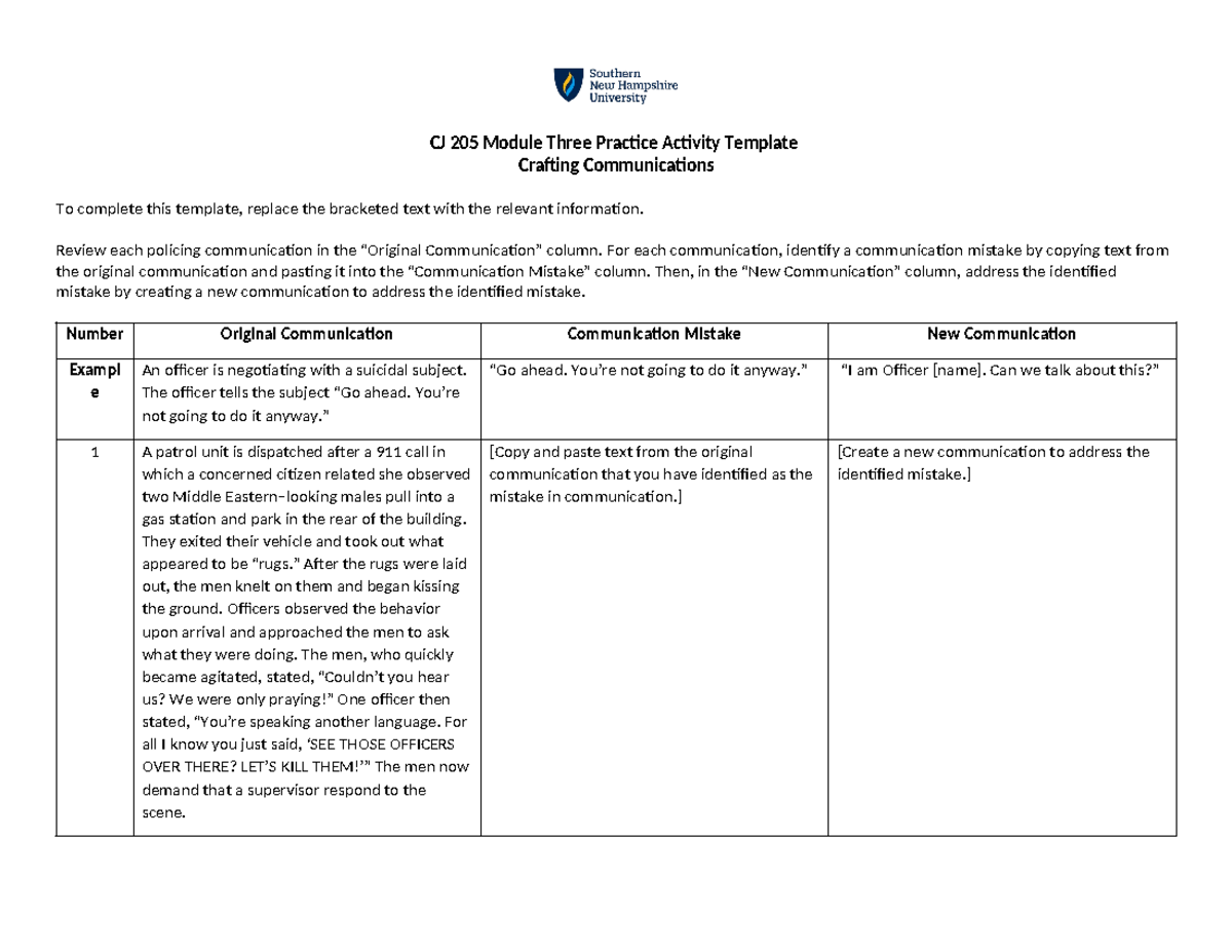 Mod 3 Practice Activity - CJ 205 Module Three Practice Activity ...