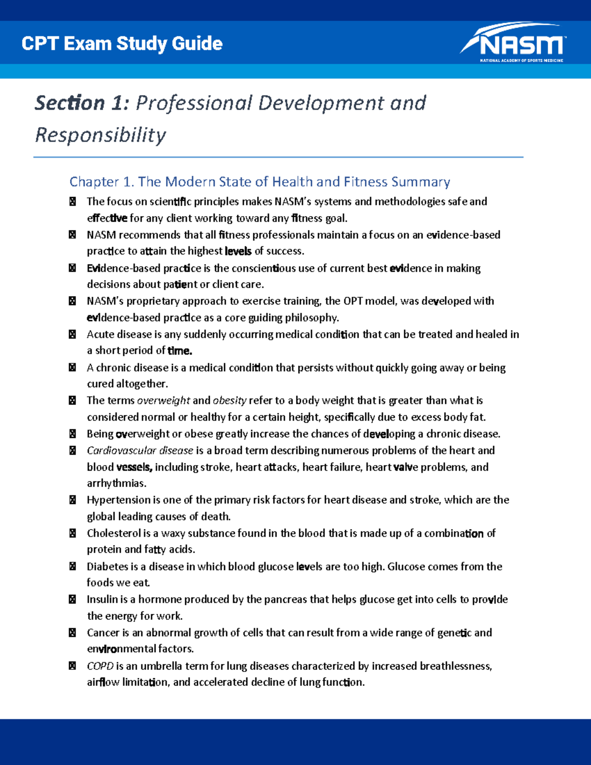 NASM CPT7 Study Guide - I need course outline for KP161. - Sec on 1 ...