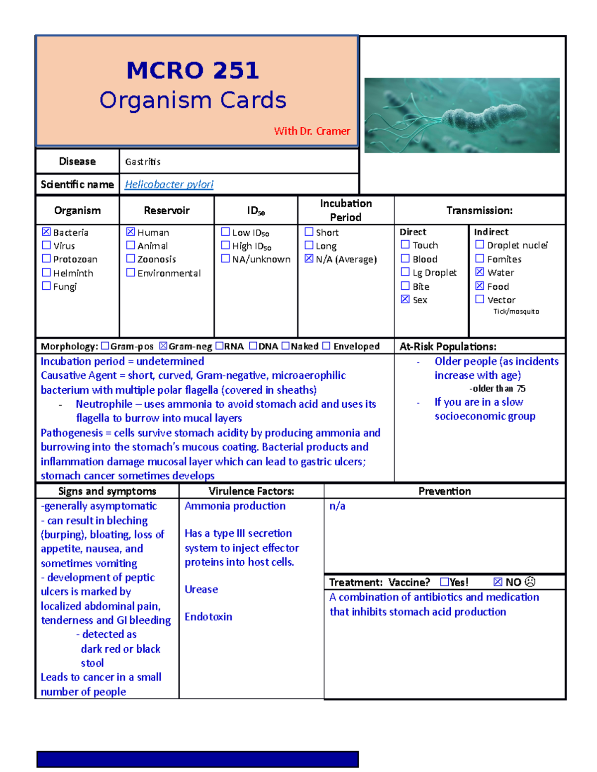 OC - Helicobacter pylori - Disease Gastritis Scientific name ...
