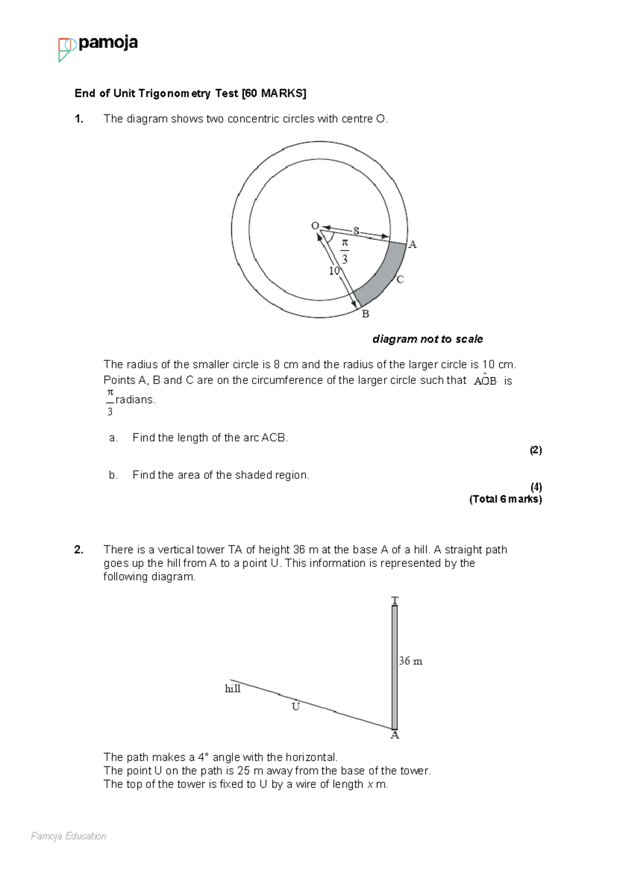Y1 U5 L26 Trigonometry Test ST - End of Unit Trigonometry Test [60 ...