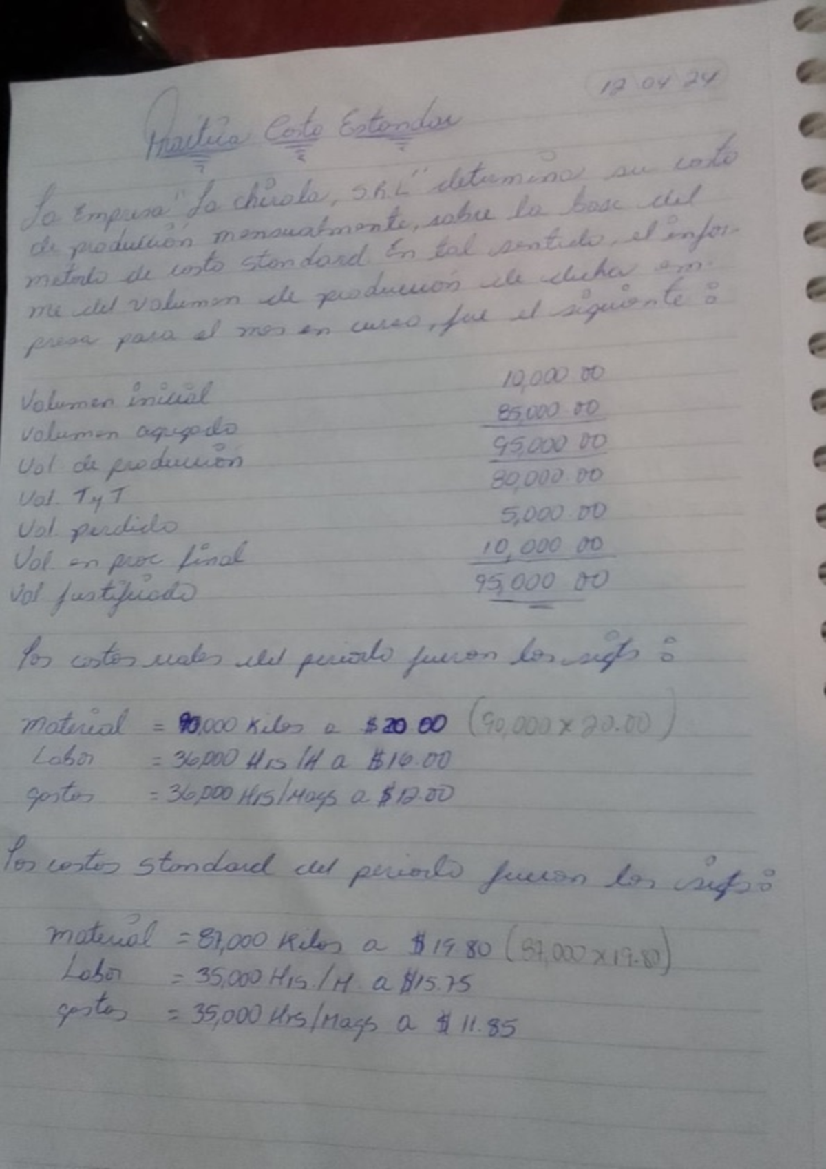 Practica 3 Costo Standard - Contabilidad De Costos II - Studocu