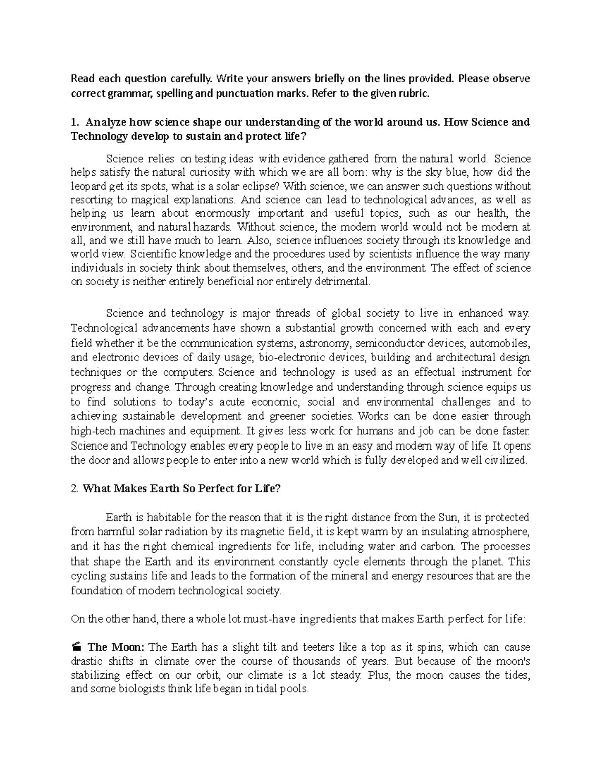 Biology-Analyze how science shape our understanding of the world around ...