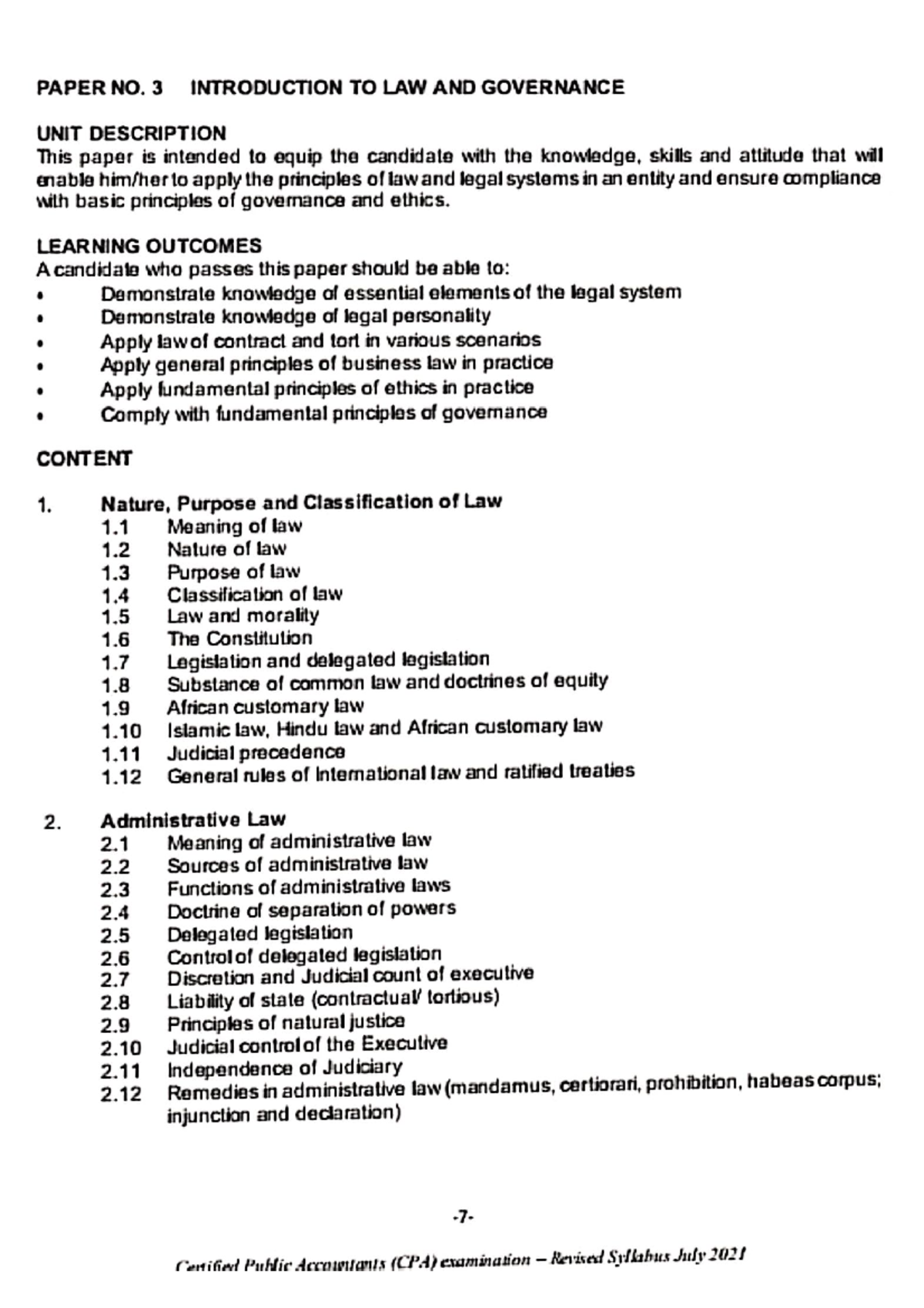 Intro TO LAW course outline - Accounting - Studocu