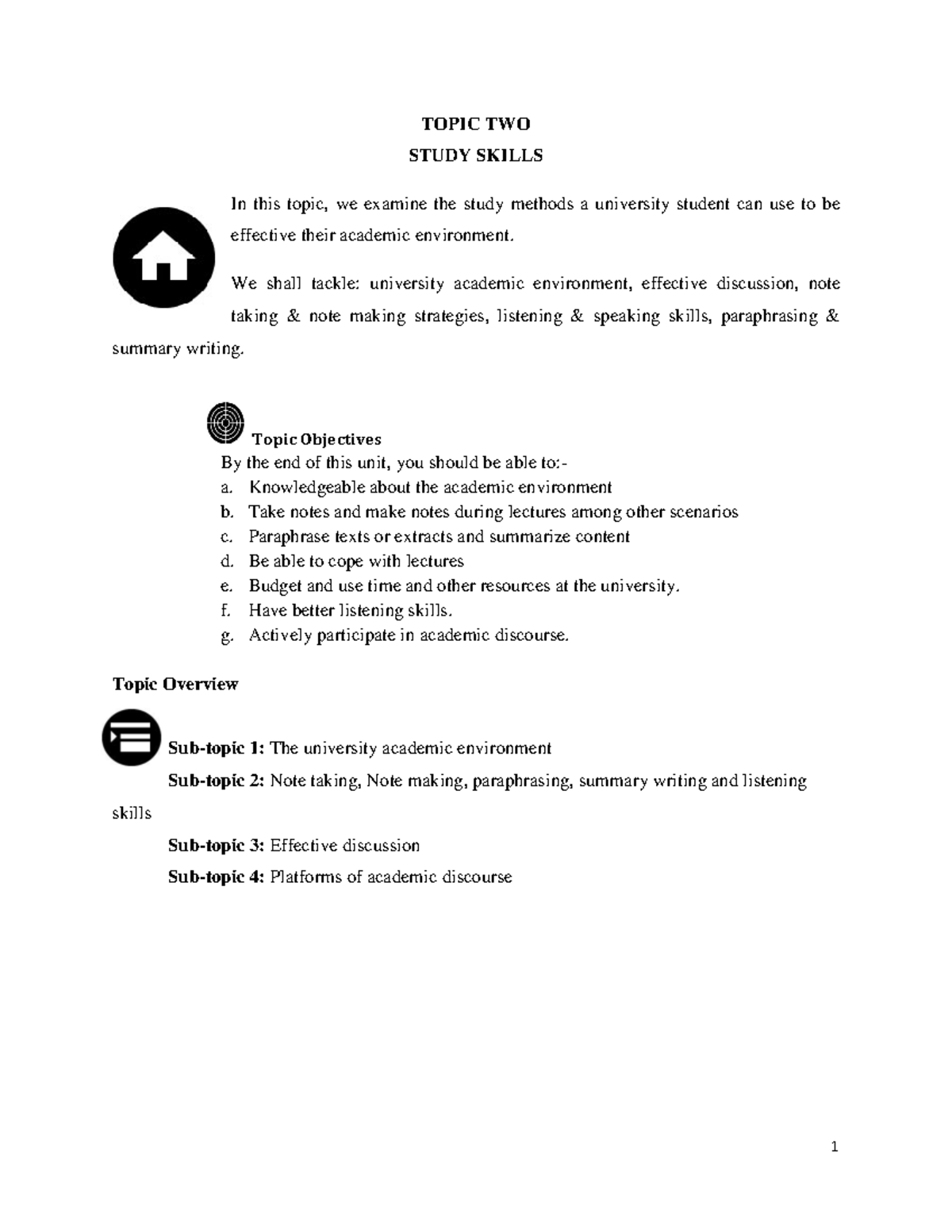 Topic TWO Study Skills - Dr. peter Nyongesa - TOPIC TWO STUDY SKILLS In ...