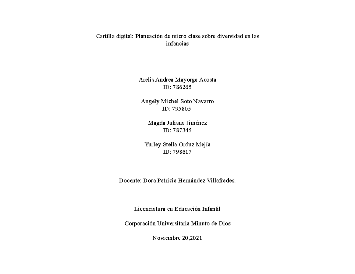 Micro Clase psicologia parte de la familia - Cartilla digital: Planeación de micro clase sobre ...