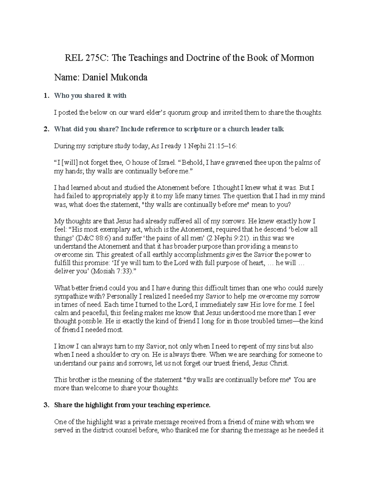 REL275C W05 Permanence God Promise Teach one another - REL 275C: The ...