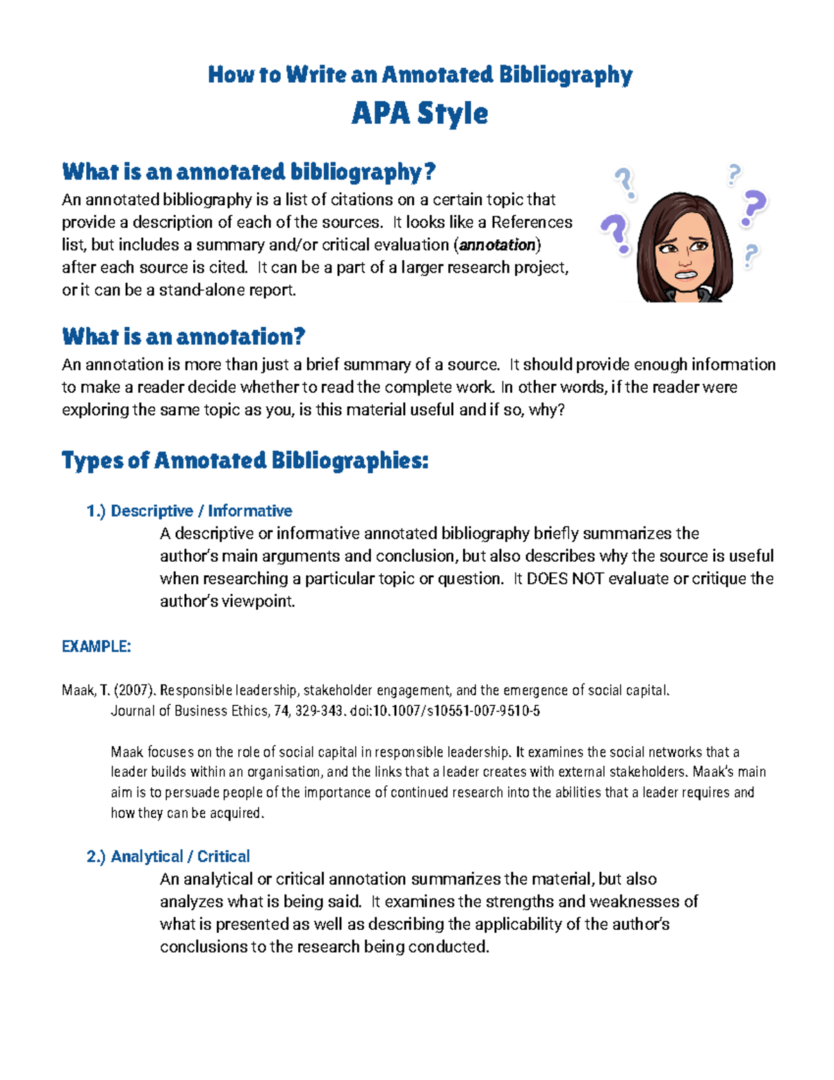 Copy of How to Write an Annotated Bibliography - APA Style - ENG1100 ...