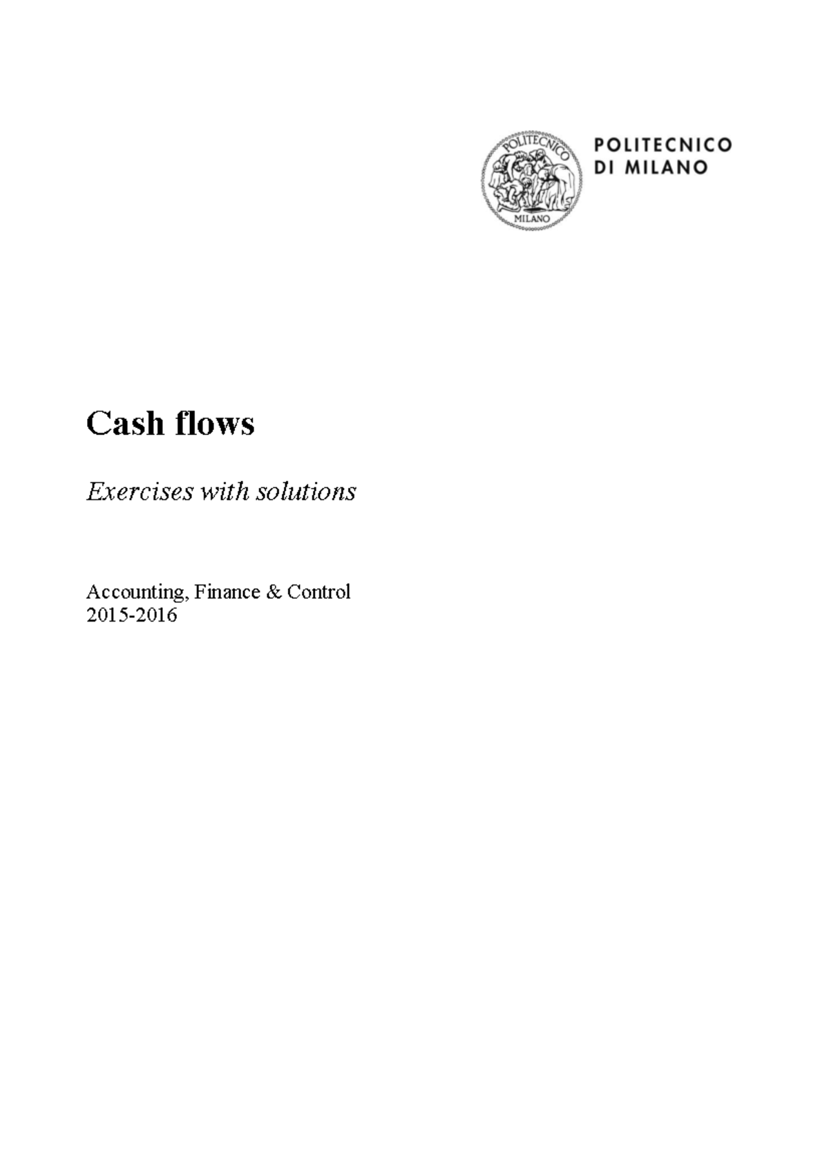Cash flow exercises - Cash flows Exercises with solutions Accounting ...
