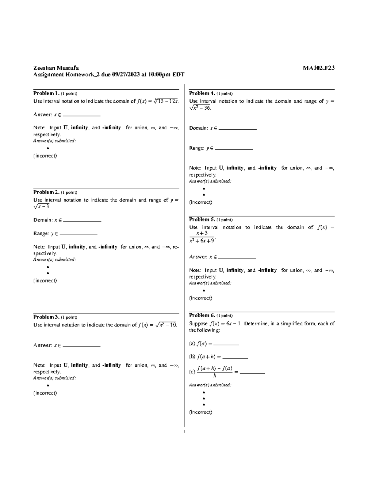 Open httpswebwork.wlu.cawebwork 2 filestmp MA 102 F23hardcopy MA 102 F23.must0660.Homework 2.pdf ...