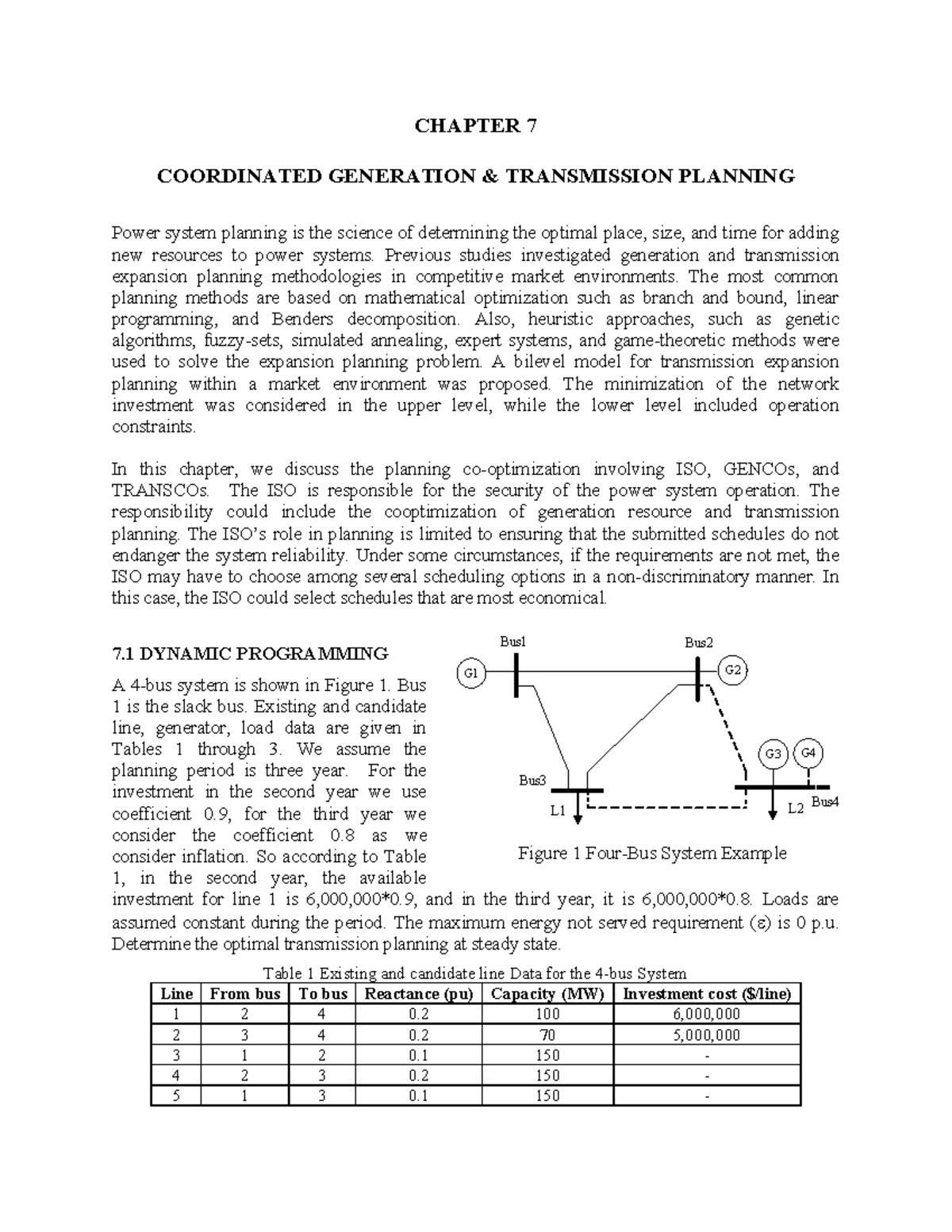 Chapter 7 - notes - CHAPTER 7 COORDINATED GENERATION & TRANSMISSION ...