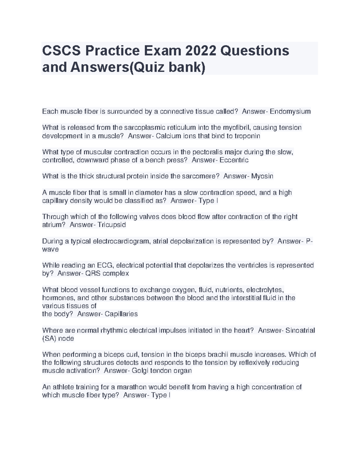 CSCS Practice Exam 2022 Questions and Answers - Which of the following ...