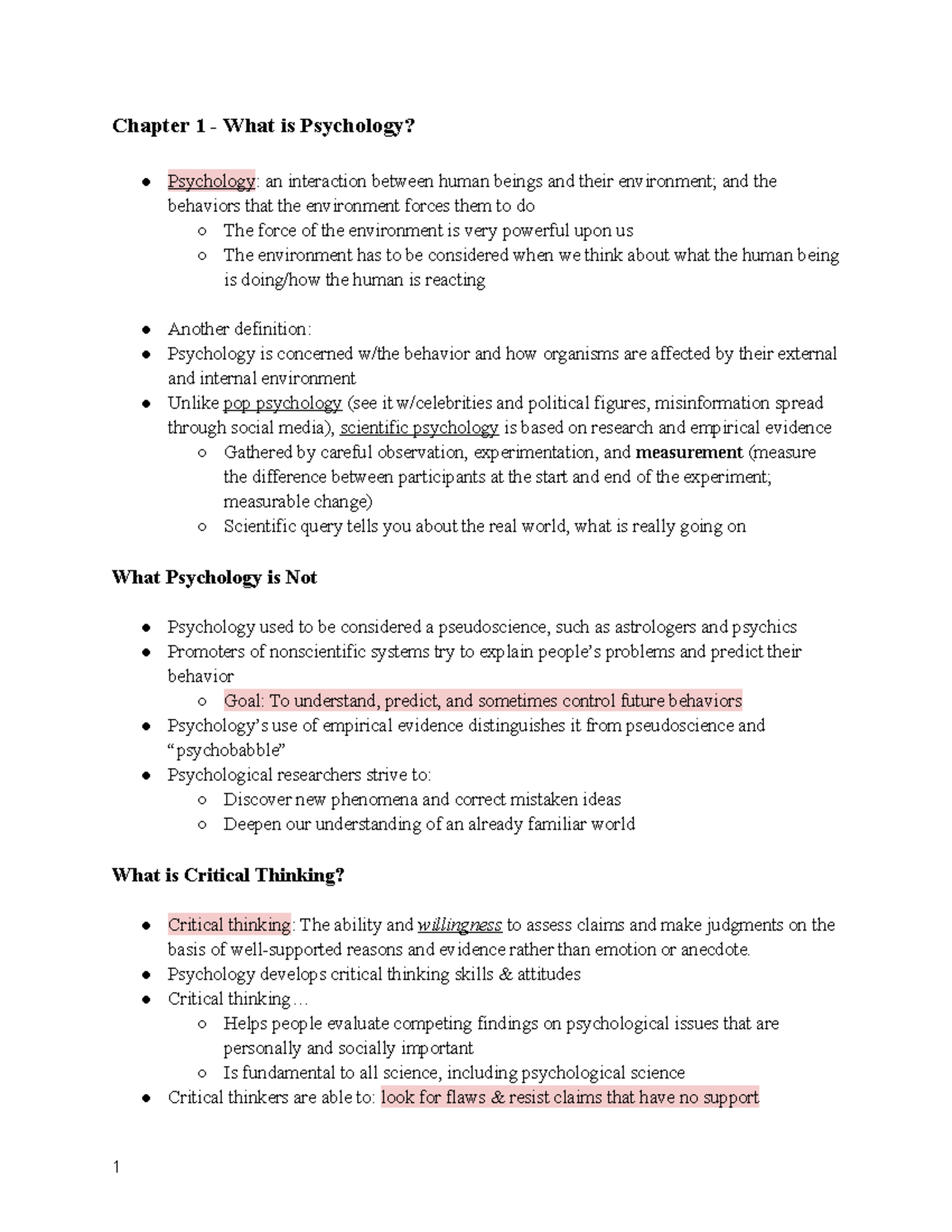 Chapter 1 - What is Psychology - Chapter 1 - What is Psychology ...