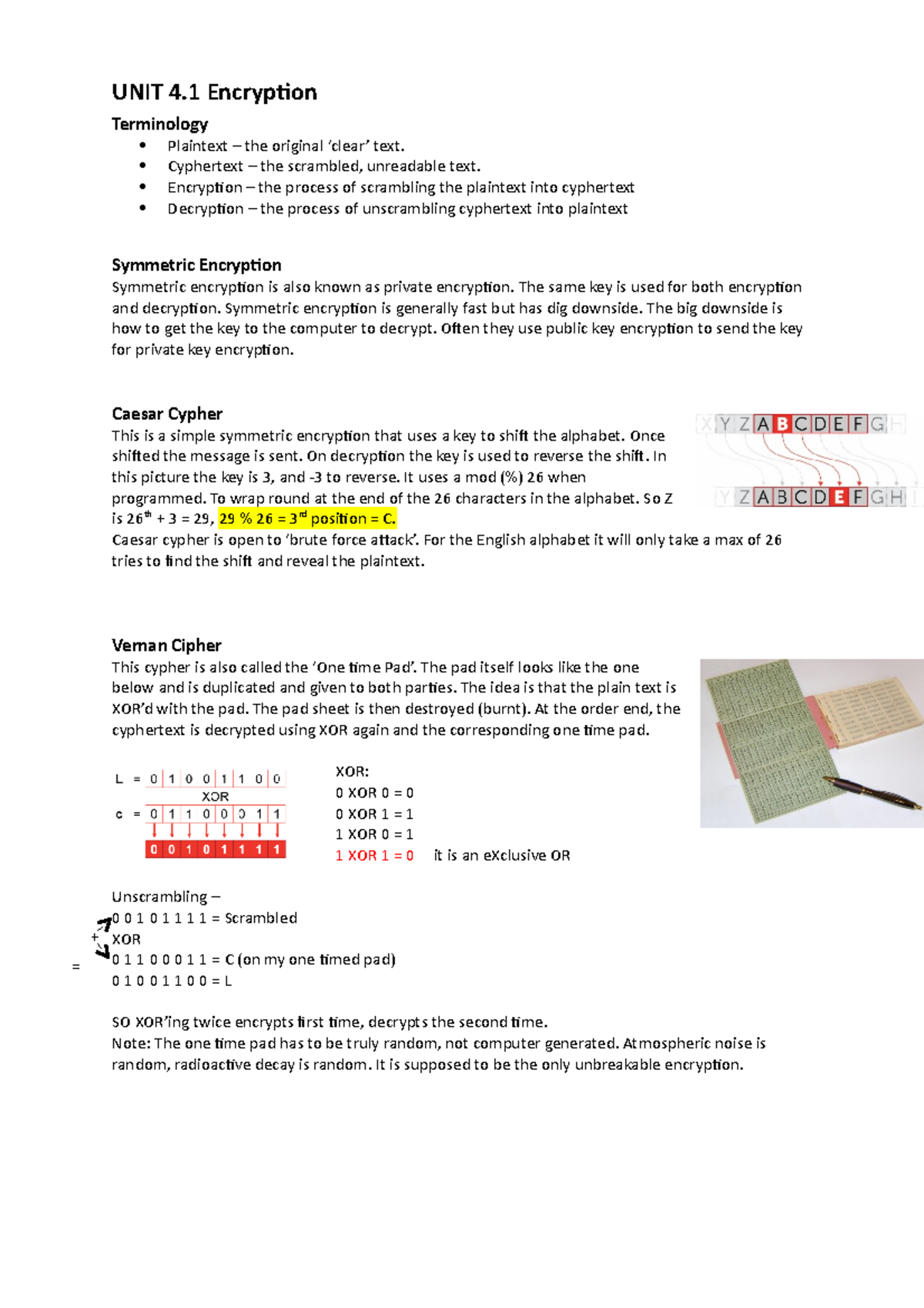 Encryption Lecture Notes - UNIT 4 Encryption Terminology Plaintext ...