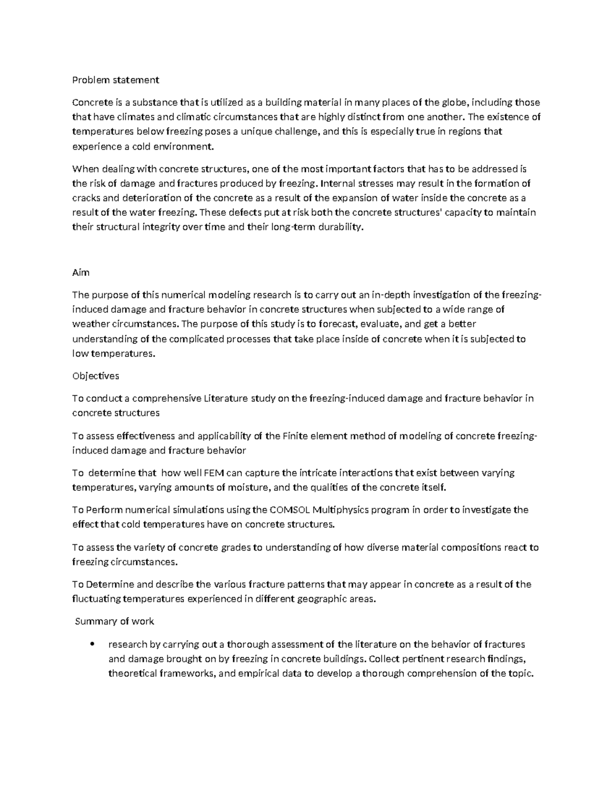 Comsol - Problem statement Concrete is a substance that is utilized as ...