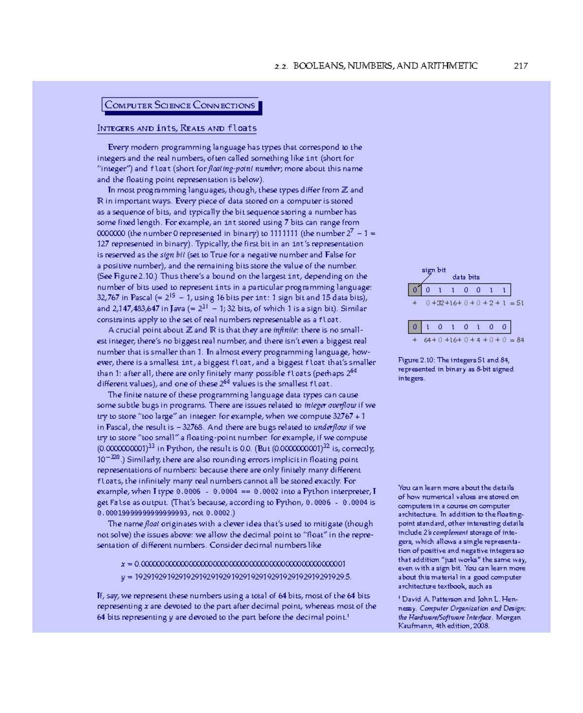 Computer Science Connections - 2. BOOLEANS, NUMBERS, AND ARITHMETIC 217 ...