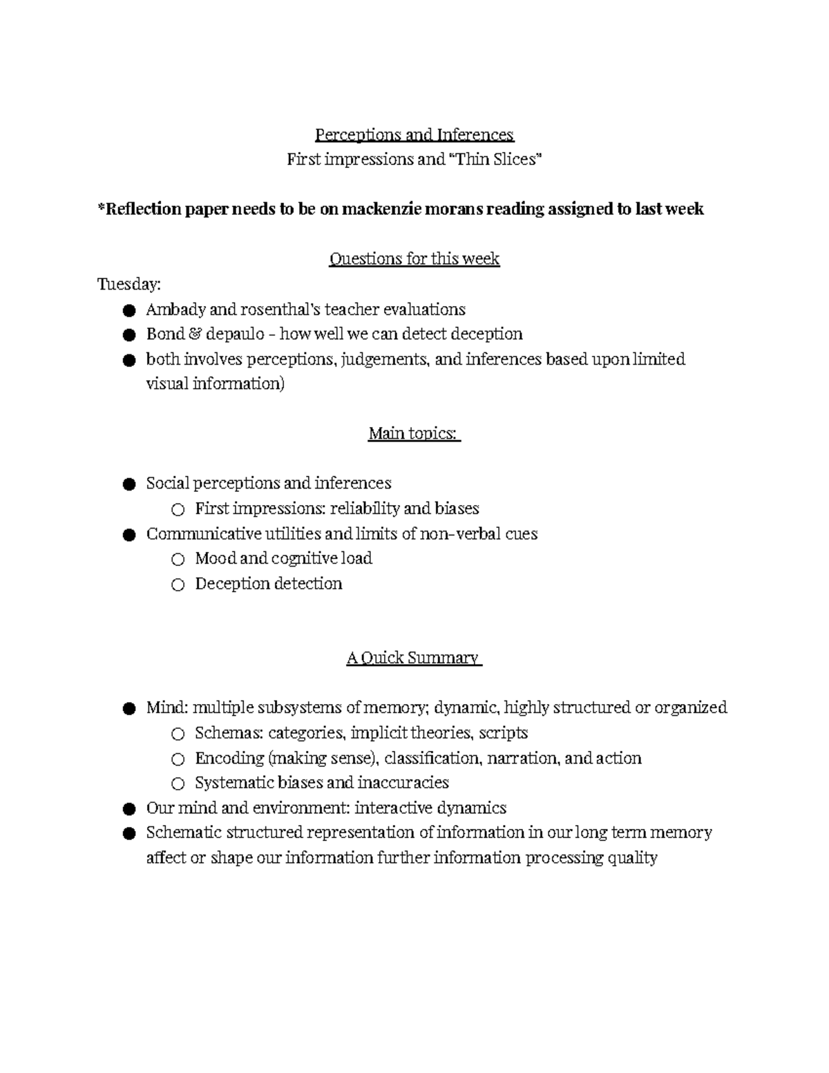 Lecture 7 - Professor Pan - Perceptions and Inferences First ...