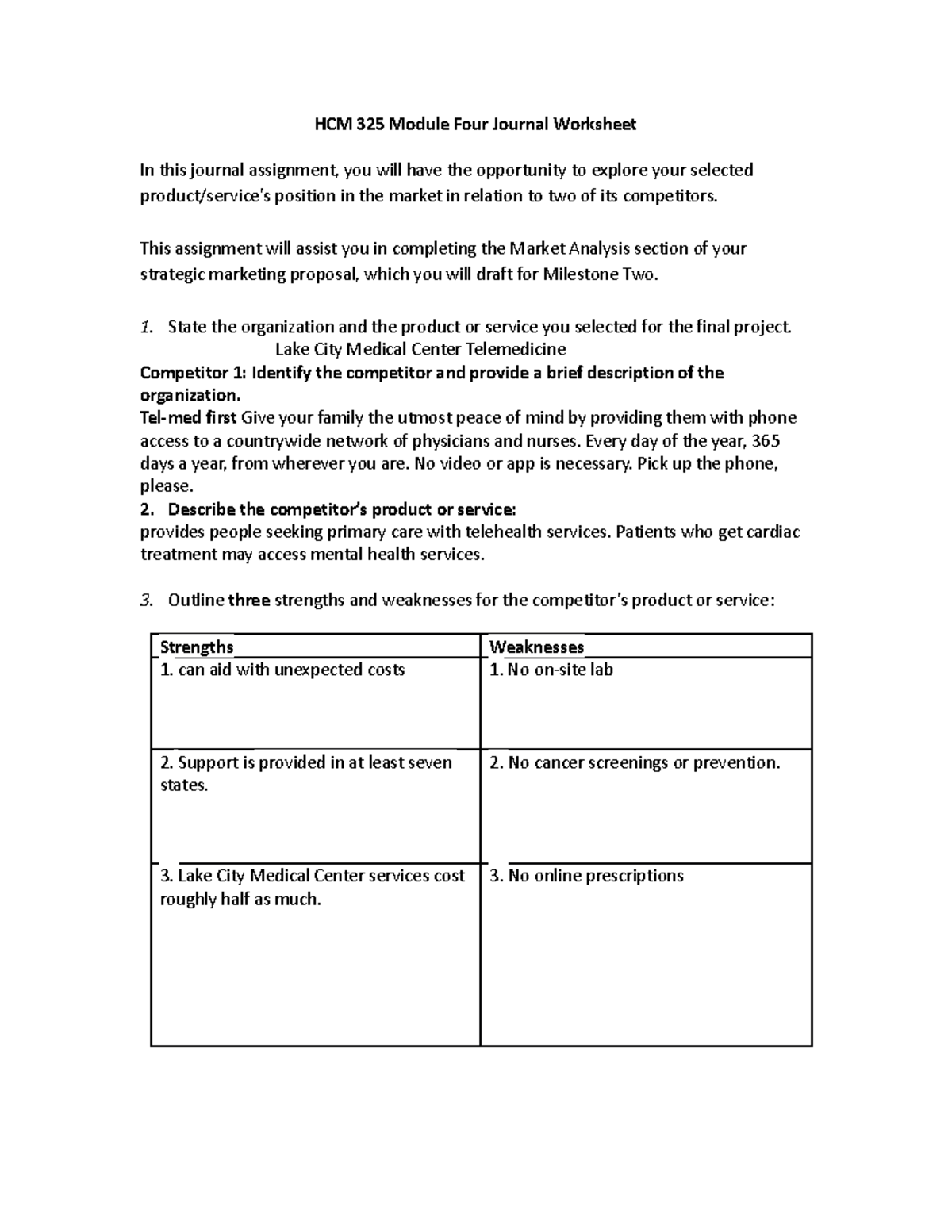 HCM 325 Module Four Journal Worksheet - This assignment will assist you ...