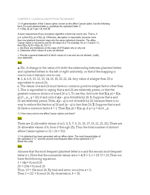 Problems from the book - CHAPTER 3 / CLASSICAL ENCRYPTION TECHNIQUES 3 ...