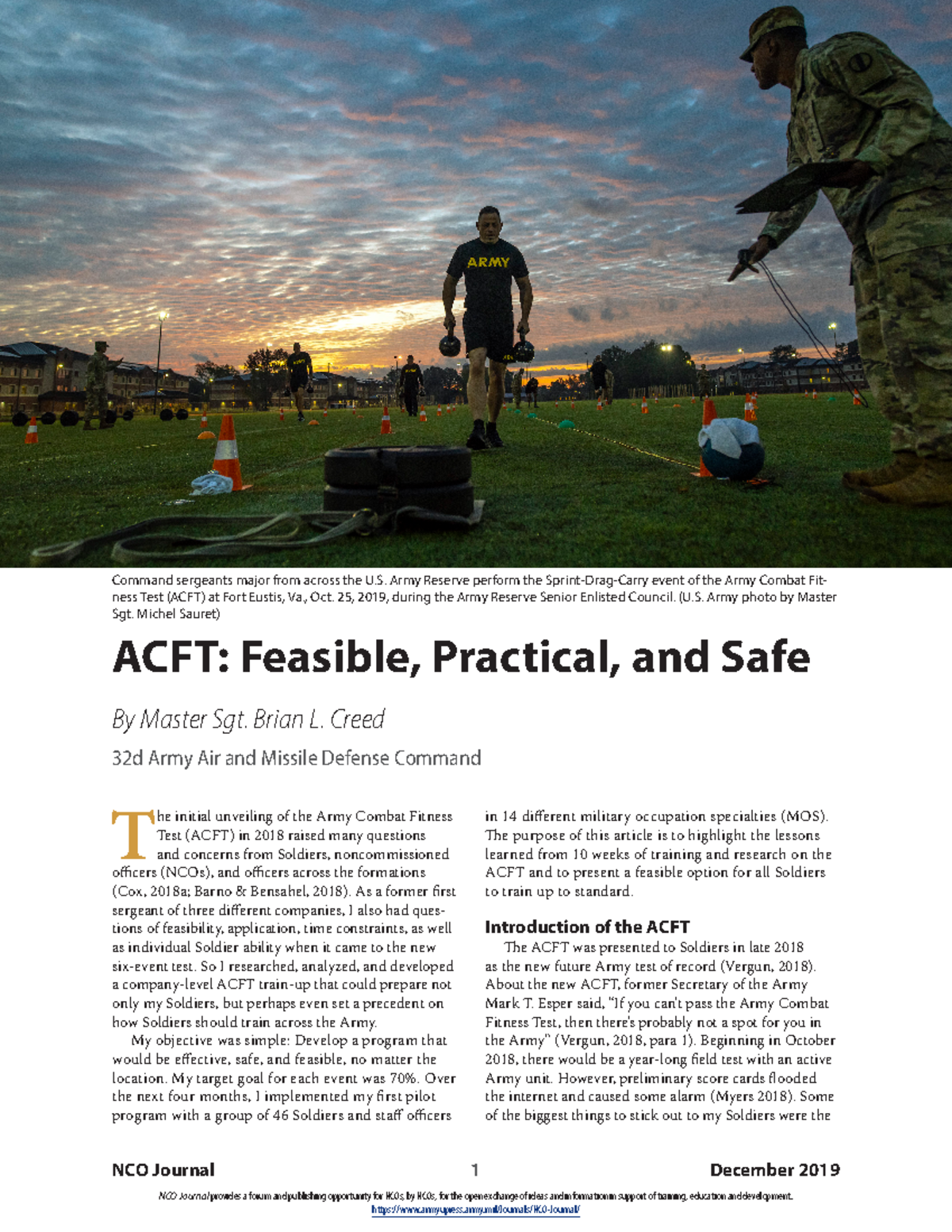 Acft-training plan - NCO Journal 1 December 2019 ####### NCO Journal ...