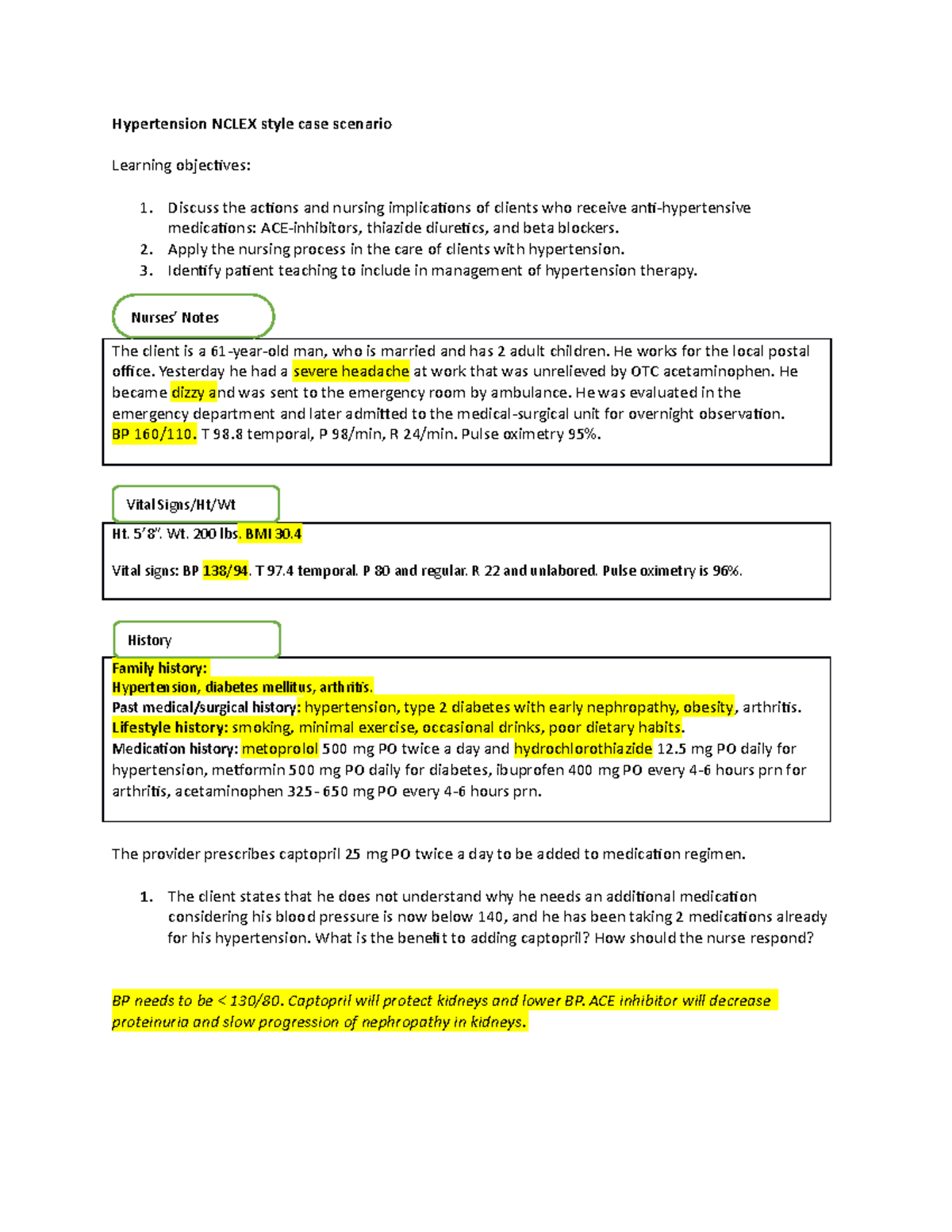HTNinstructor copy - Hypertension NCLEX style case scenario ...