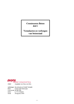 Tabellen beton GTB samenvatting - Constructie - Avans - Studeersnel