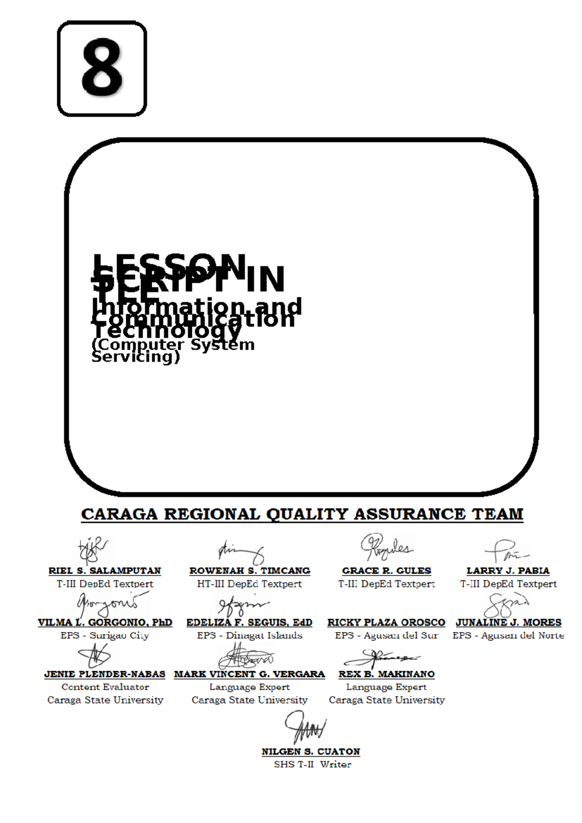 WEEK 5 Reading - Week 5 Quarter 0 LESSON SCRIPT IN TLE Information and ...