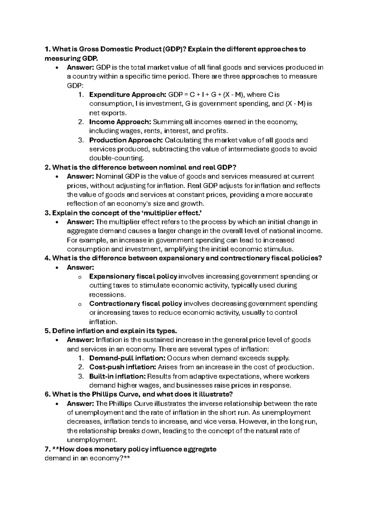 EKN 234 Practice Questions and Answers - What is Gross Domestic Product ...