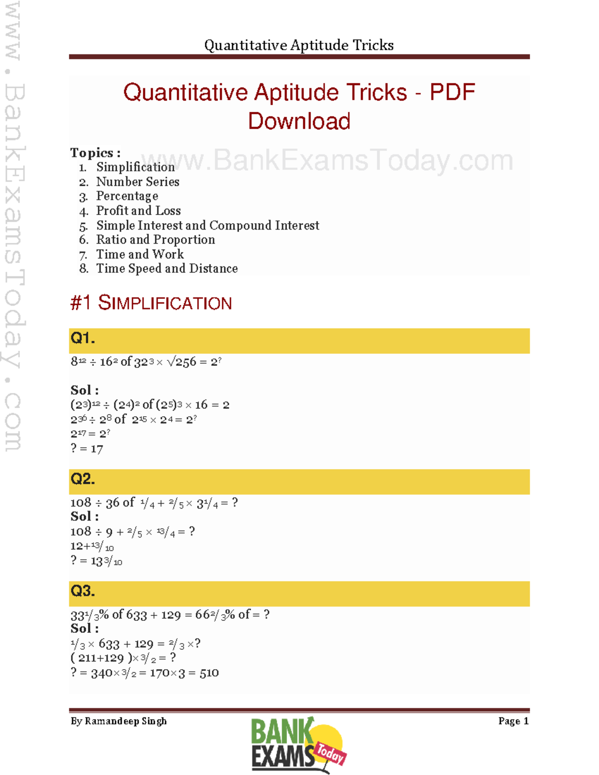 Tricks for Solving apti questions. - Quantitative Aptitude Tricks ...