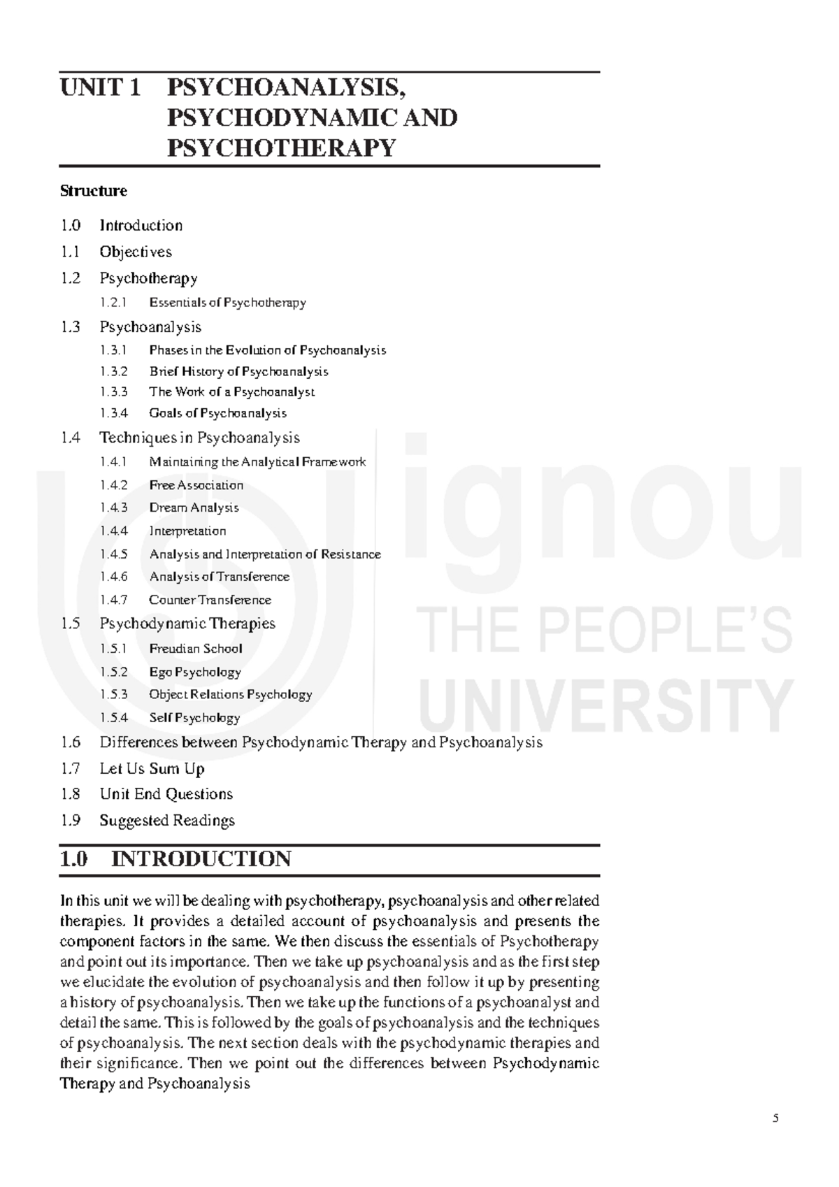 Block-2 - Notes - UNIT 1 PSYCHOANALYSIS, PSYCHODYNAMIC AND ...