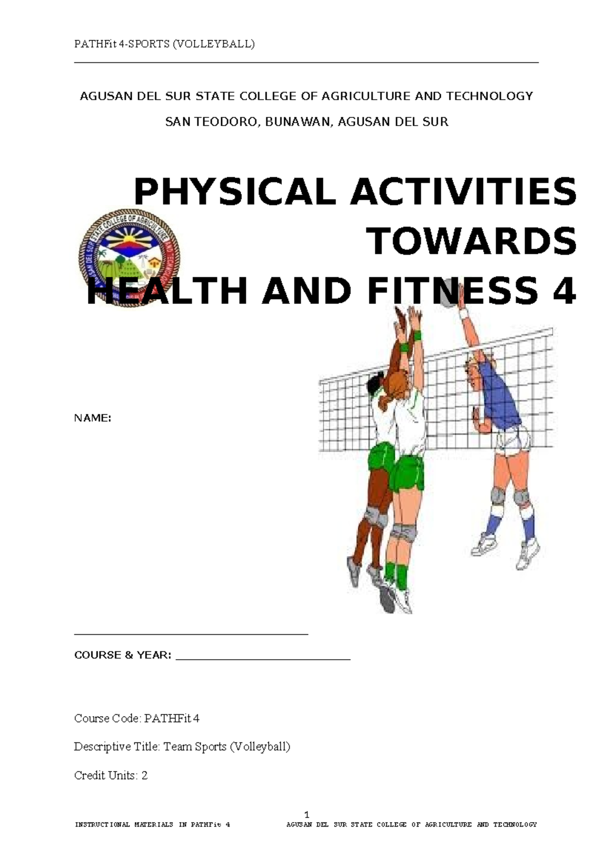 PE4- Volleyball - omsim - - Studocu