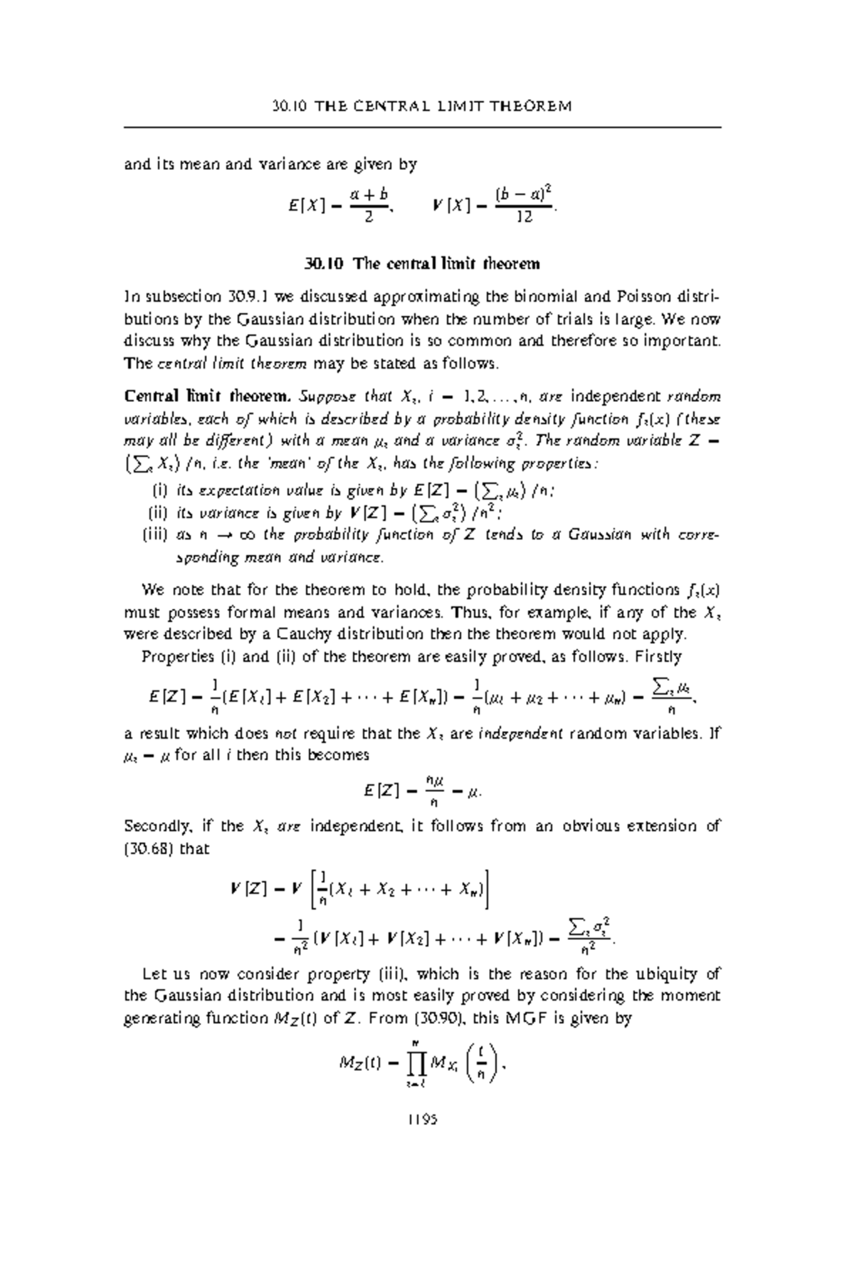 THE CENTRAL LIMIT THEOREM - 30 The central limit theorem In subsection 30.9 we discussed - Studocu