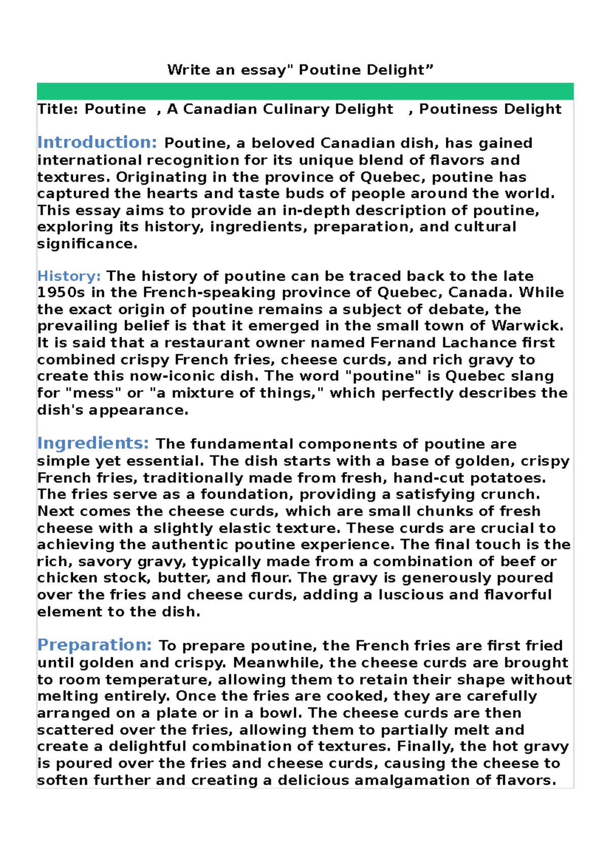 Poutine , A Canadian Culinary Delight , Poutiness Delight - Write an ...
