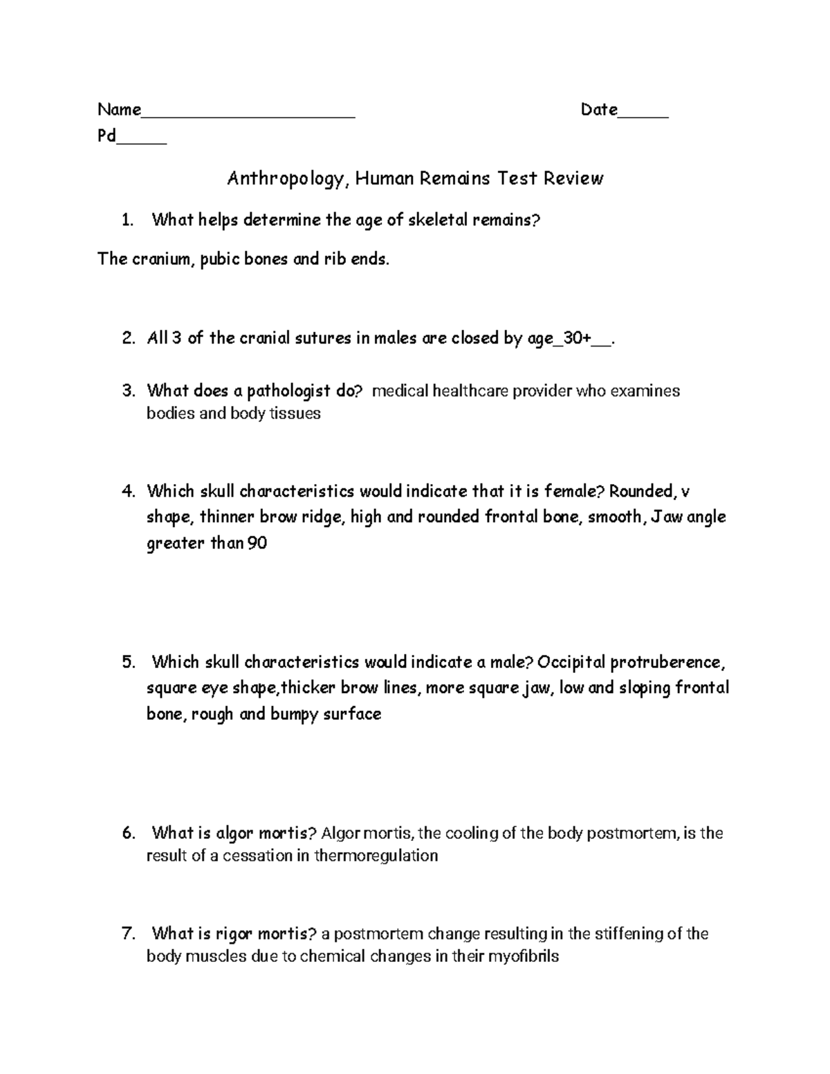 Brianya BELL - Anthropology Test Review - Name ...