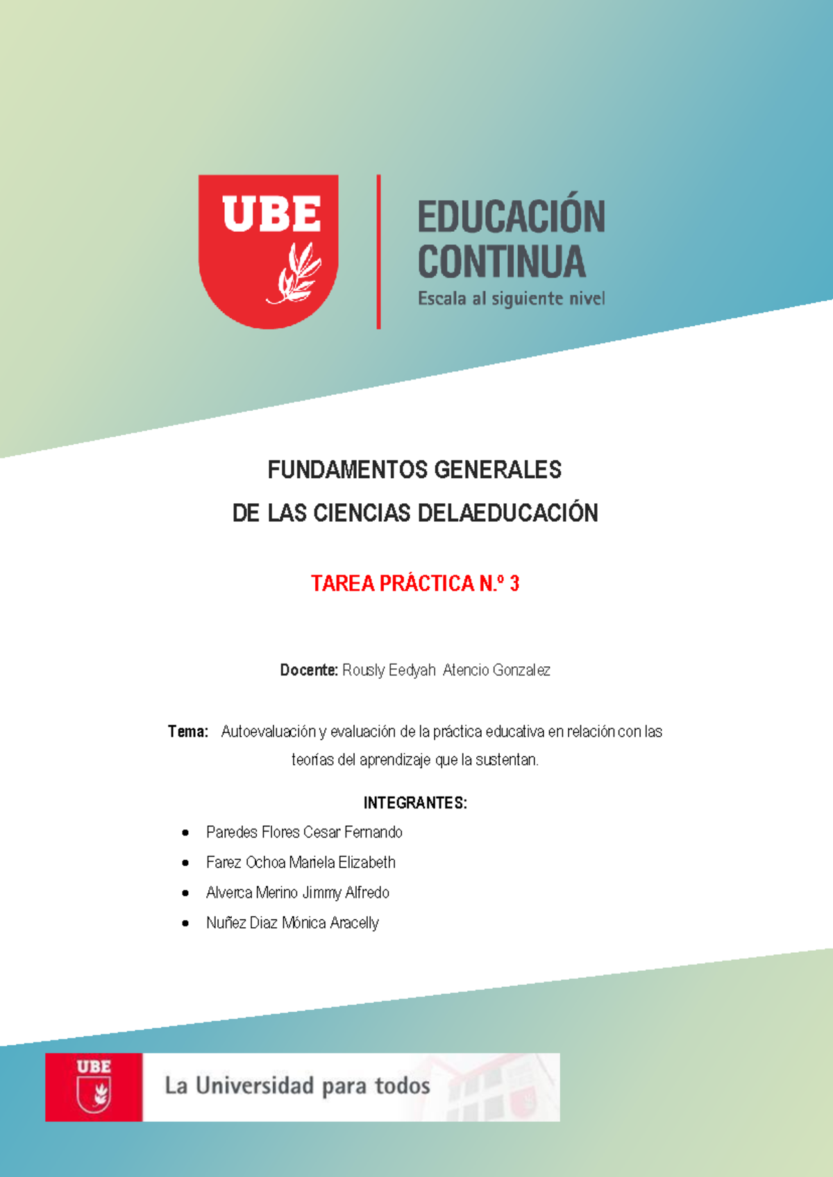 Tarea Practica Nº 3 - fundamentos de las ciencias de la educación - FUNDAMENTOS GENERALES DE LAS ...