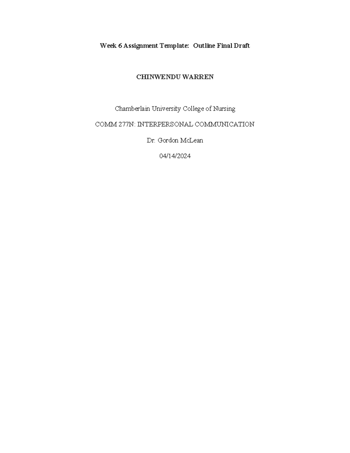 COMM277 Week 6 Assignment Template - Week 6 Assignment Template ...