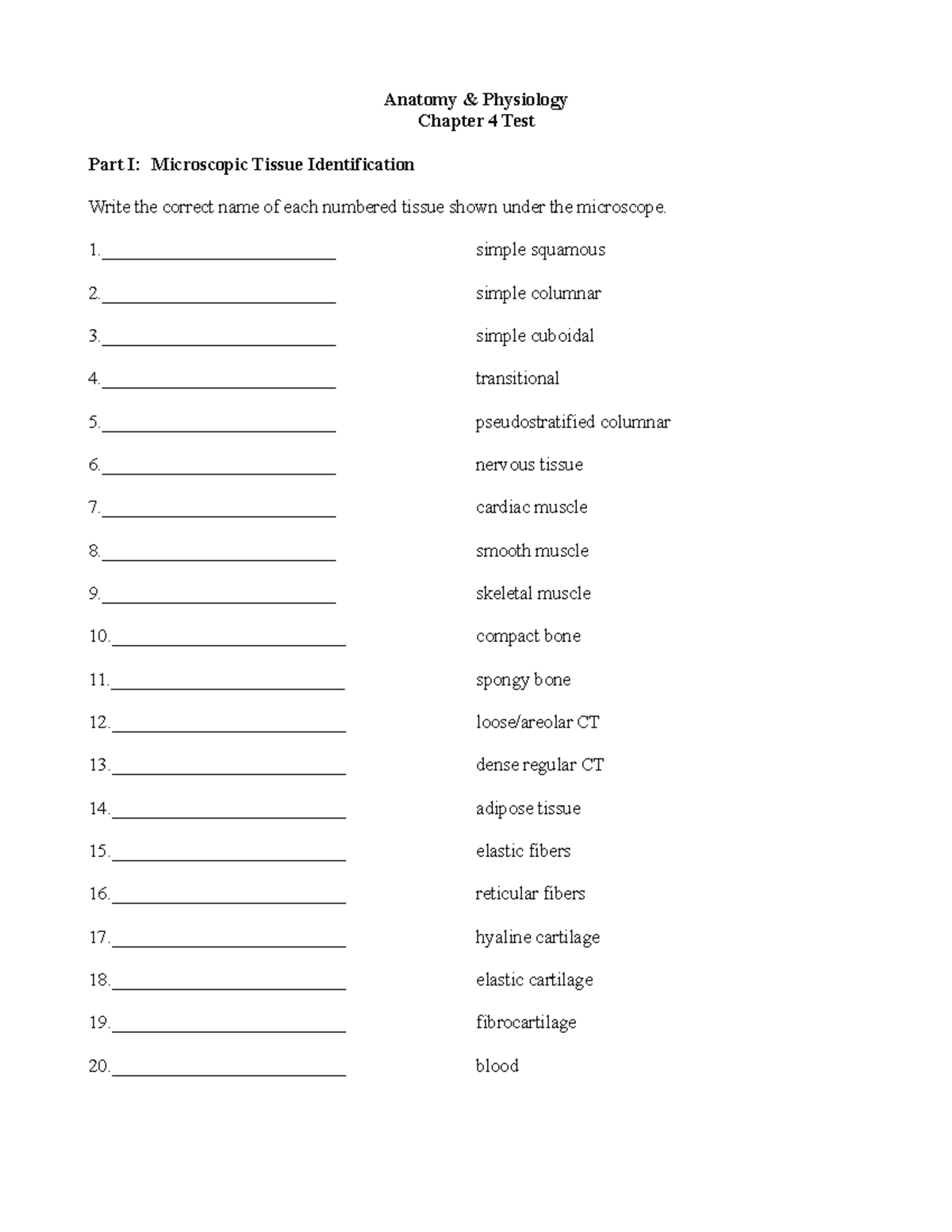 Anatomy Chapter 4 Test - practice test - Anatomy & Physiology Chapter 4 ...