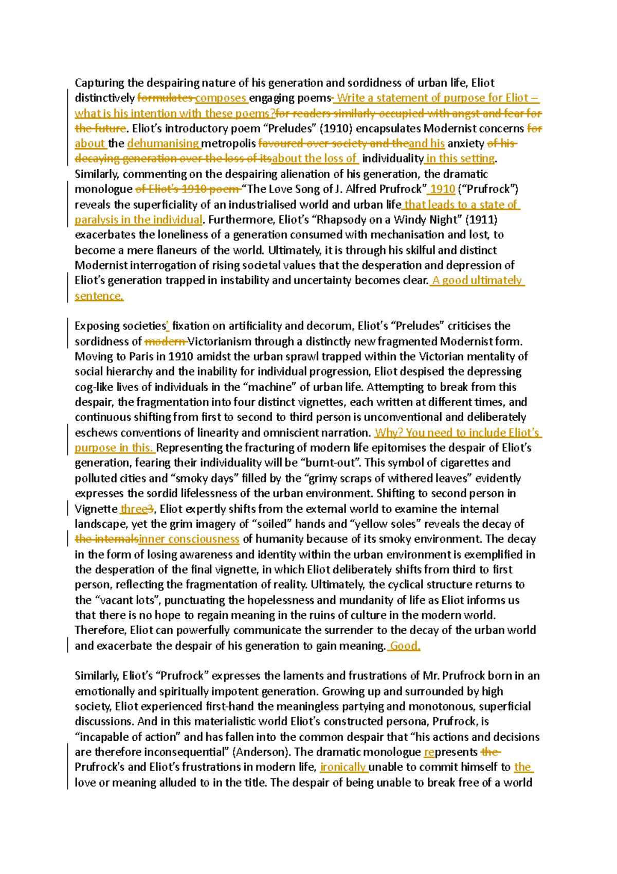 Module B - T.S. Eliot - Capturing the despairing nature of his ...