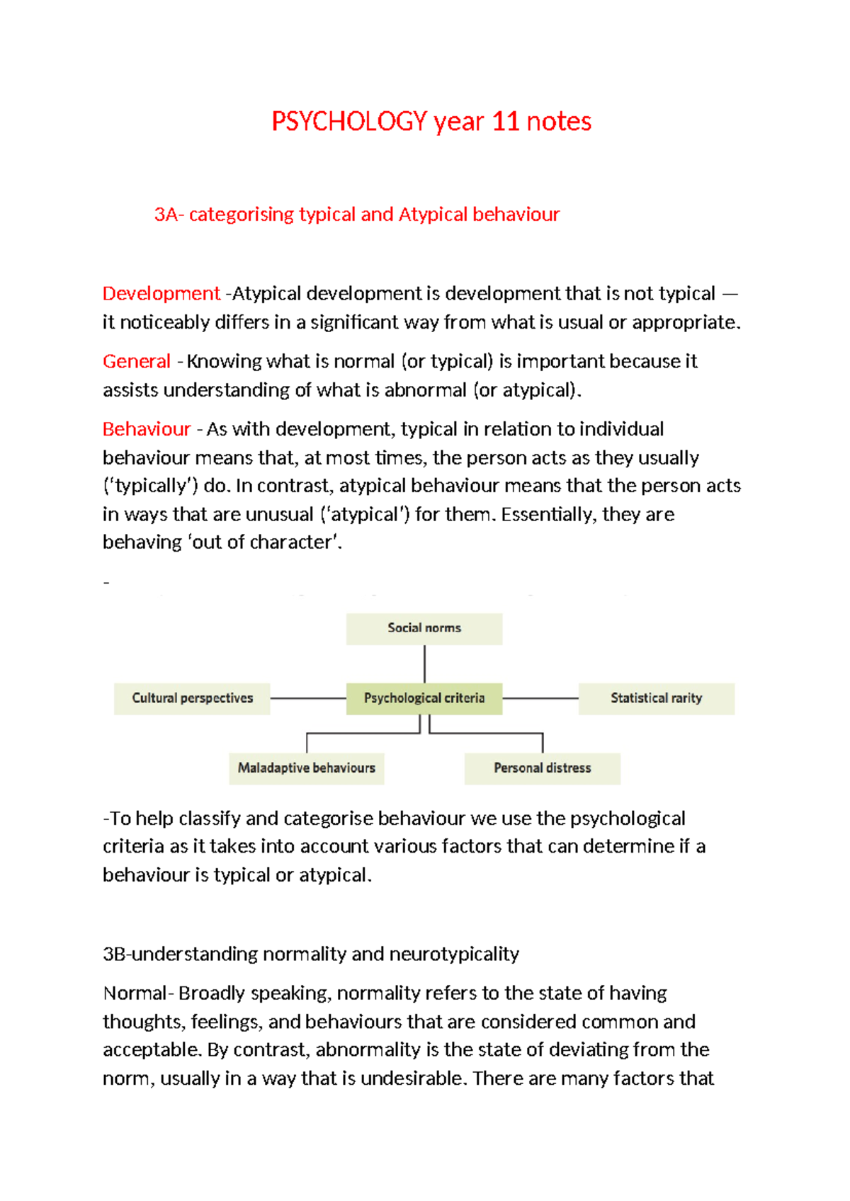 Psychology year 11 notes - PSYCHOLOGY year 11 notes 3A- categorising ...