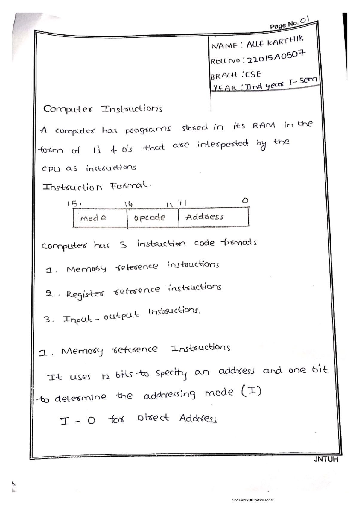 COA A1 - refer to these - Page No. 01 NAME : ALLE KARTHIK ROLLNO ...