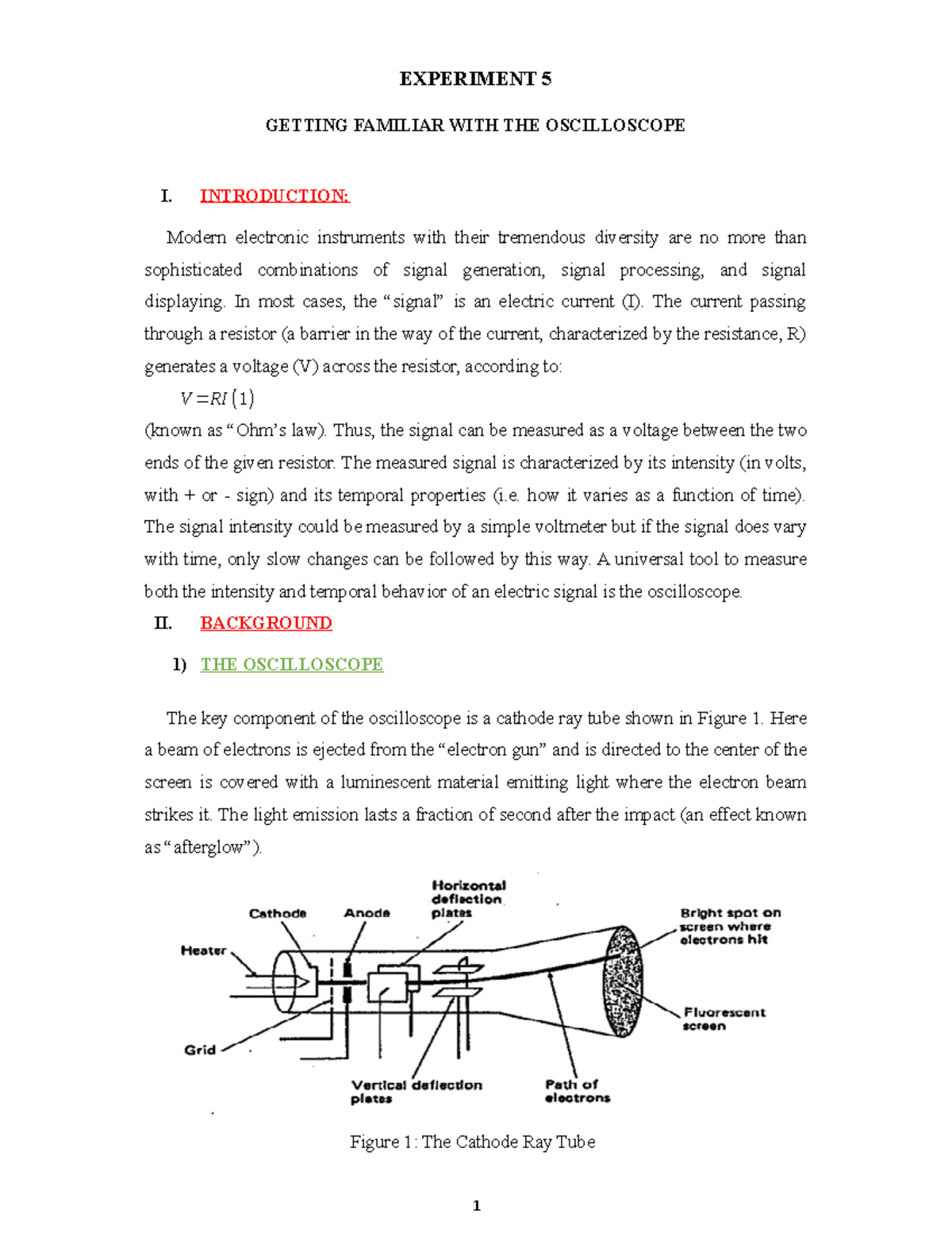 Lab 5 Getting Familiar WITH THE Oscilloscope - EXPERIMENT 5 GETTING ...