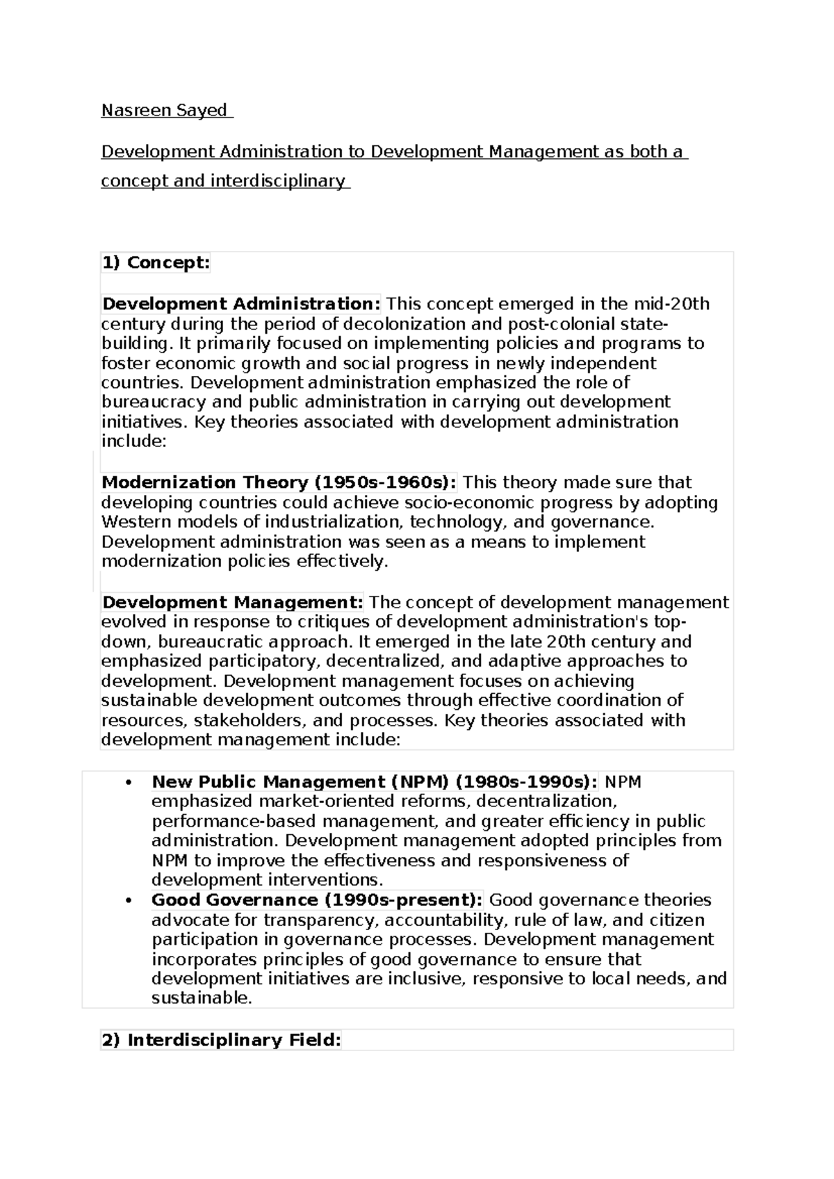 Pdm - extra notes - Nasreen Sayed Development Administration to ...