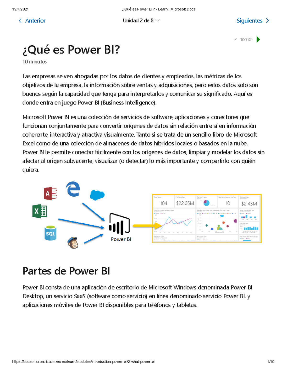 ¿Qué es Power BI - Learn Microsoft Docs - ÿAnterior Unidad 2 de 8Ā ...